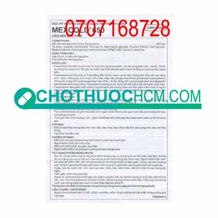 Mexcold 650mg Thuốc Giảm Đau Hạ Sốt (Hộp 100 Viên)