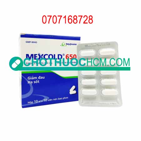 Mexcold 650mg Thuốc Giảm Đau Hạ Sốt (Hộp 100 Viên)